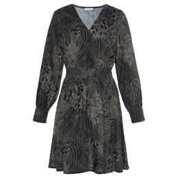 Lascana Kleid Damen Gr&ouml;&szlig;e 34 grau / gr&uuml;n / schwarz Winterkleid