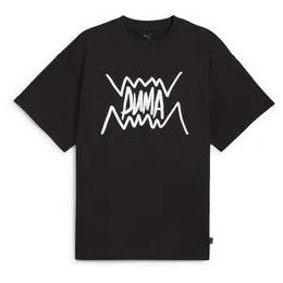 T-Shirt Puma "Jaws Core Basketball-T-Shirt Herren", Herren, Gr. XS, schwarz, Obermaterial: 100% Baumwolle. Rippe: 70% Baumwolle, 30% Polyester, clean, oversize, Rundhals, Shirts T-Shirt