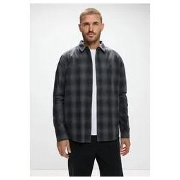 Karohemd Street One MEN, Herren, Gr. S38, US-Gr&ouml;&szlig;en, grau (heavy grau), Web, 100% Baumwolle, kariert, normal normal, V-Ausschnitt, B&uuml;ndchen, Hemden Karohemd, mit Knopfleiste