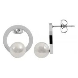 Adelia&acute;s Paar Ohrh&auml;nger ADELIA ́S "Damen Ohrstecker aus poliertem Edelstahl und Perle &Oslash; 15 mm", silber, Ohrringe, Damen, Damen, Edelstahl