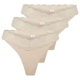 Tanga Only "ONLCHLOE LACE S.S THONG 3-PACK ACC", Damen, Gr. M (38), 3 Stk., peach taffy pack:x3, Obermaterial: 75% Nylon, 25% Elasthan, unifarben, figurbetont, Unterhosen Tanga