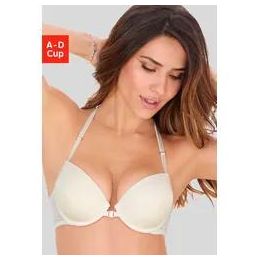 Push-up-BH s.Oliver "Fabienne", Damen, Gr. 85, Cup D, beige (creme), Spitze, Obermaterial: 46% Polyamid, 43% Polyester, 11% Elasthan, BHs Push-up-BH, mit B&uuml;gel und modischem Spitzenr&uuml;cken, Dessous