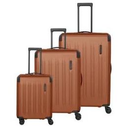 Trolleyset Travelite "DYNAMIIC S/M/L, verschiedene Farben", rosa (kupfer), ABS, unifarben mit Farbeins&auml;tzen, Koffer-Sets, Hartschalen-Koffer ABS Volumenerweiterung bei M/L