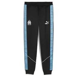 Sporthose Puma "Olympique de Marseille KING Anthem Hose Herren", Herren, Gr. XS, Normalgr&ouml;&szlig;en, blau (schwarz bleu azur blau), Obermaterial: 37% Baumwolle, 63% Polyester. Taschenfutter: 100% Polyester. Rippe: 93% Polyester, 7% Elasthan. Besatz: 100% Polyester, slim fit, Hosen Sporthose