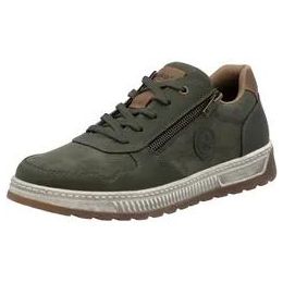 Sneaker Rieker, Damen, Gr. 45, gr&uuml;n (khaki, braun), Lederimitat, unifarben mit Farbeinsatz, Schuhe Sneaker, Freizeitschuh, Halbschuh, Schn&uuml;rschuh mit Kontrastbesatz