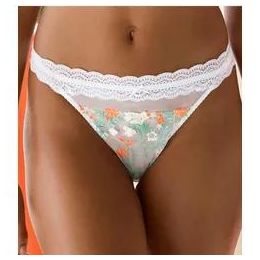String Lascana, Damen, Gr. 40/42, wei&szlig; (wei&szlig;, neon), Mesh, Obermaterial: 60% Polyamid, 38% Polyester, 2% Elasthan, Unterhosen String, mit zarter Blumenstickerei und elastischem Spitzenband