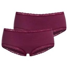 Panty s.Oliver, Damen, Gr. 36/38, 2 Stk., rot (bordeaux), Obermaterial: 95% Baumwolle, 5% Elasthan. Spitze: 90% Polyamid, 10% Elasthan. Zwickel: 95% Baumwolle, 5% Elasthan, unifarben, Unterhosen Panty, aus weicher Ripp-Qualit&auml;t