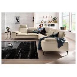 Ecksofa W.Schillig "valentinoo, Designsofa, elegant und bequem, L-Form", beige (stone z73), B:318cm H:83cm T:298cm, Longlife Xtra-Leder Z73: Naturwalkleder der Luxusklasse aus den erlesensten Rohh&auml;uten. Hautst&auml;rke 1, 1 &ndash; 1, 3 mm, Sofas, Ecksofa, mit Sitztiefenverstellung, Breite 318 cm