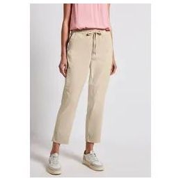 R&ouml;hrenhose Street One, Damen, Gr. 42, L&auml;nge 28, beige (coastal beige), Web, 66% Baumwolle, 30% Polyester, 4% Elasthan, unifarben, loose fit kn&ouml;chelfrei, Hosen, Middle Waist