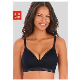 Bralette-BH Lascana "Freya", Damen, Gr. 75, Cup D, blau (marine), Spitze, Obermaterial: 36% Polyamid, 29% Polyester, 27% Baumwolle, 8% Elasthan, BHs, ohne B&uuml;gel mit eingearbeitetem Push-up Kissen, Dessous