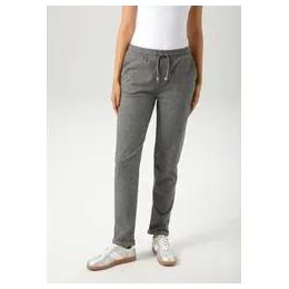 Schlupfhose Aniston CASUAL, Damen, Gr. 38, N-Gr, grau (anthrazit, hellgrau), Jersey, Obermaterial: 66% Polyester, 32% Viskose, 2% Elasthan, Hahnentrittmuster, gemustert, figurumspielend lang, Hosen Schlupfhose, im trendigen Hahnentritt-Muster