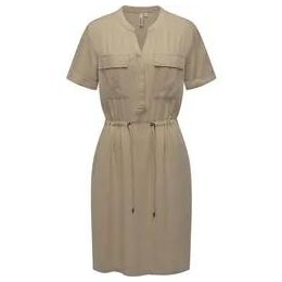 Blusenkleid Ragwear "Roisana", Damen, Gr. XXL (44), Normalgr&ouml;&szlig;en, beige (sand), Material: 100% Viskose, Basic, gerade ca. Mitte Oberschenkel, V-Ausschnitt, Krempel&auml;rmel abgesteppte Kante, Kleider Blusenkleid, Leichtes Sommerkleid mit Brusttaschen