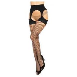 Netzstrumpfhose GLAMORY "Mesh Ouvert", Damen, Gr. 56/58, schwarz (schwarz matt), Obermaterial: 88% Polyamid, 12% Elasthan, unifarben, elastisch, Strumpfhosen, Plus Size, Ouvert