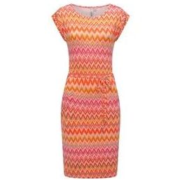 Sommerkleid Ragwear "Taggien Print", Damen, Gr. M (38), Normalgr&ouml;&szlig;en, orange (pfirsich), Material: 95% Viskose, 5% Elasthan, figurumspielend knielang, Rundhals, &Auml;rmel ohne &Auml;rmelschlitz, Kleider Sommerkleid, Leichtes, bequemes Midikleid mit Muster