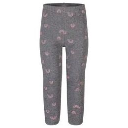 Leggings happy girls, M&auml;dchen, Gr. 116, N-Gr, grau (anthrazit), Jersey, Obermaterial: 60% Polyester, 35% Baumwolle, 5% Elasthan, bedruckt, slim fit kn&ouml;chellang, Hosen Leggings, im tollen Alloverprint, Basic-Form