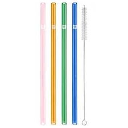 Trinkhalme Zwilling "Sorrento", bunt, L:23cm, Borosilikatglas, K&uuml;chenhelfer-Sets, Vier Glasstrohhalme, Borosilikatglas, gemischte Farben, gerade