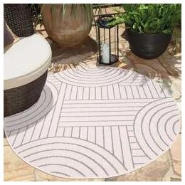 Outdoorteppich Carpet City "DUO RUG 5842", beige (creme), H:5mm &Oslash;:120cm, Obermaterial: 100% Polypropylen, Teppiche, Outdoorteppich, Wendeteppich Wetterfest In- & Outdoor, Balkon, Terrasse, Wohnzimmer