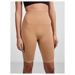 Radlerhose Pieces "PCIMAGINE", Damen, Gr. M, N-Gr, braun (tan), Jersey, Obermaterial: 76% Polyamid, 24% Elasthan, unifarben, eng, Hosen Radlerhose, mit Shaping-Effekt