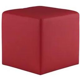 Hocker COTTA "Cuby", rot, B:40cm H:40cm T:40cm, 64% POLYURETHAN (PU) / 25% POLYESTER (PES) / 11% BAUMWOLLE (CO), Hocker, Hocker, Sitzw&uuml;rfel, Cube, Sitzhocker