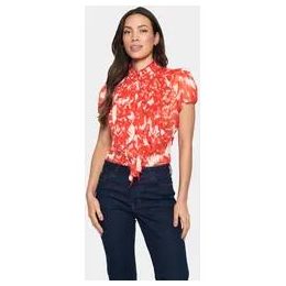 R&uuml;schenbluse SAINT TROPEZ "LiljaSZ Crinkle SS Shirt", Damen, Gr. M, orange (poinciana water blooms), Web, Obermaterial: 100% Polyester, gebl&uuml;mt, regular fit normal, Blusen, Kunstfaser, Regular fit