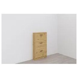 Schuhschrank FMD "Step 3", beige (artisan oak), B:58,5cm H:104,5cm T:17cm, Schr&auml;nke, Schuhschrank, Breite 58,5 cm, Tief 17 cm, mit 3 Klappen, Schuhkipper