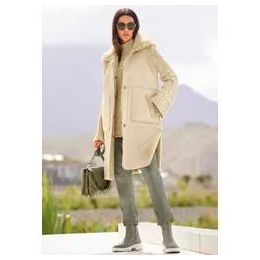 Wendeweste Heine, Damen, Gr. 44, beige (sand), 94% Polyester, 6% Elasthan, Fellimitat:100% Polyester, unifarben, Westen