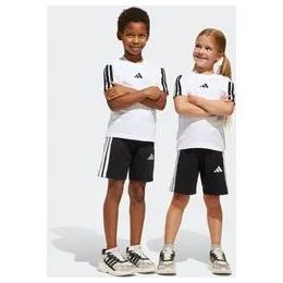 Trainingsanzug Adidas SPORTSWEAR "ESSENTIALS KIDS -SET", Jungen, Gr. 128, schwarz-wei&szlig; (wei&szlig;, schwarz), Obermaterial: 100% Baumwolle, Sportanz&uuml;ge Trainingsanzug