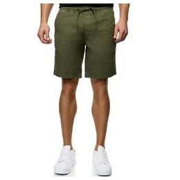 Shorts INDICODE "INWamo", Damen, Gr. XL, N-Gr, gr&uuml;n (army), Web, Obermaterial: 55% Baumwolle, 45% Leinen, unifarben, slim fit knielang, Hosen Shorts