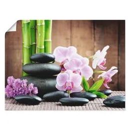 Wandbild Artland "Spa Konzept Zen Steinen Orchideen", pink (farbe bild(er): pink), B:40cm H:30cm, Bilder, als Leinwandbild, Poster in verschied. Gr&ouml;&szlig;en