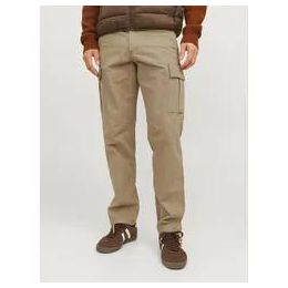 Jack & Jones Cargohose JACK & JONES "JPSTKANE BARKLEY CARGO PANT NOOS", Damen, Gr. 29, L&auml;nge 32, braun (e. wood), Web, Obermaterial: 100% Baumwolle, unifarben, relaxed fit kn&ouml;chellang, Hosen Cargohose