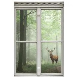 Wandsticker queence "Hirsch", bunt, B:40cm H:60cm T:0,1cm, Wandtattoos, Wandsticker, Wandbild, selbstklebend, 3D, Fenster