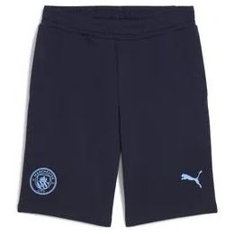 Sporthose Puma "Manchester City FtblEssentials Shorts Herren", Herren, Gr. XL, Normalgr&ouml;&szlig;en, navy team light blau, Obermaterial: 32% Polyester, 68% Baumwolle. Tasche &ndash; Oben: 100% Baumwolle, unifarben, regular fit, Hosen Sporthose