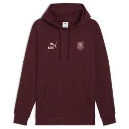 Hoodie Puma "Stade Rennais FC KING Hoodie Herren", Herren, Gr. XS, lila (aubergine schwarz crimson lila rot), Obermaterial: 68% Baumwolle, 32% Polyester. Rippe: 97% Baumwolle, 3% Elasthan. Besatz: 100% Polyester, normal, Sweatshirts Hoodie