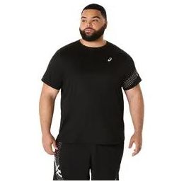 Laufshirt asics "asics ICON SS TOP", Herren, Gr. XXL, schwarz (performance schwarz), Stoff, Obermaterial: 100% Polyester, normal, Rundhals, eingesetzt eingefasste Kante, Shirts Laufshirt
