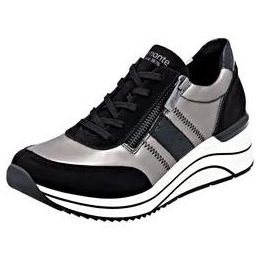 Sneaker Remonte "Remonte Sneaker Lederimitat", Damen, Gr. 41, schwarz (schwarz, silber), Lederimitat, Schuhe Sneaker