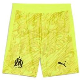 Sporthose Puma "Olympique de Marseille 25/26 Torwartshorts Herren", Damen, Gr. M, Normalgr&ouml;&szlig;en, gelb alert schwarz, Obermaterial: 100% Polyester, bedruckt, regular fit, Hosen Sporthose