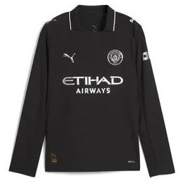 Trainingsshirt Puma "Manchester City 25/26 Langarm-Ausw&auml;rtstrikot Jugendliche", M&auml;dchen, Gr. 152, schwarz, Obermaterial: 100% Polyester. Rippe: 100% Polyester, regular fit, Shirts