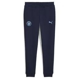 Sporthose Puma "Manchester City FtblEssentials Hose Jungen", M&auml;dchen, Gr. 140, Normalgr&ouml;&szlig;en, blau (navy team light blau), 68% Baumwolle, 32% Polyester, unifarben, regular fit, Hosen Sporthose