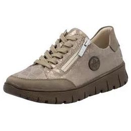 Plateausneaker Rieker, Damen, Gr. 41, beige, Lederimitat, metallic, Schuhe Plateausneaker, Schn&uuml;rschuh, Halbschuh, Freizeitschuh in Bequemweite G (= weit)