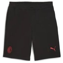 Sporthose Puma "AC Milan FtblEssentials Shorts Herren", Damen, Gr. XS, Normalgr&ouml;&szlig;en, schwarz for all time rot, Obermaterial: 32% Polyester, 68% Baumwolle. Tasche &ndash; Oben: 100% Baumwolle, regular fit, Hosen Sporthose