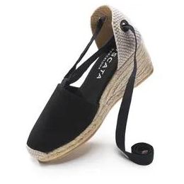 Espadrille VISCATA "Escala", Damen, Gr. 41, schwarz, Textil, Schuhe Espadrille, mit Keilabsatz und eleganter Kn&ouml;chelschn&uuml;rung