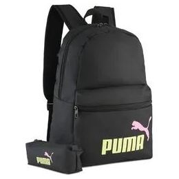 Rucksack Puma "PHASE BACKPACK SET", Puma schwarz, fizzy light, Rucks&auml;cke, Damen, Netz, Polyester, unifarben, Rucksack, inkl. Federtasche