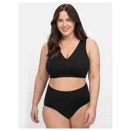 B&uuml;gelloser BH sheego, Damen, Gr. 120, Cup E, schwarz-wei&szlig; (schwarz, wei&szlig;), 95% Baumwolle, 5% Elasthan, BHs