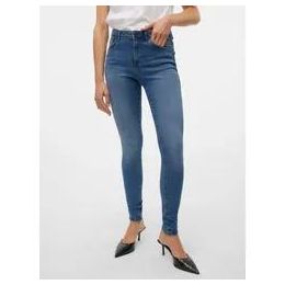 V&eacute;ro Moda Skinny-fit-Jeans VERO MODA "VMTATIANA MR S PIPING JEANS", Damen, Gr. XXL (44), L&auml;nge 32, blau (medium blau denim), Denim/Jeans, Obermaterial: 69% Baumwolle, 25% Polyester, 3% Elasthan, 3% Viskose, unifarben, skinny fit, Jeans
