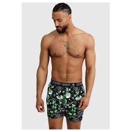 Lousy Livin Underwear Boxershorts LOUSY LIVIN "2Pack Boxershorts Outer Weedy", Herren, Gr. S, schwarz (schwarz, lila), 100% Baumwolle, Unterhosen, 2er-Pack im lockeren Schnitt