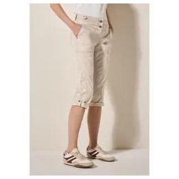 3/4-Hose Cecil, Damen, Gr. 36, L&auml;nge 22, beige (boulder beige), Web, 98% Baumwolle, 2% Elasthan, unifarben, comfort fit 3/4-L&auml;nge, Hosen, aus Baumwolle mit Stretchanteil