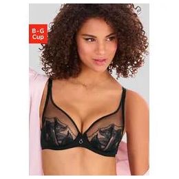 B&uuml;gel-BH Lascana "Gabriella", Damen, Gr. 85, Cup D, schwarz, Spitze, Obermaterial: 80% Polyamid, 15% Elasthan, 5% Polyester, BHs B&uuml;gel-BH, mit hauchzarter Stickerei, transparente Unterw&auml;sche