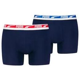 Boxershorts Puma "Puma MEN EVERYDAY MULTI LOGO BOXERS 2P", Herren, Gr. XL, blau (navy combo), Single Jersey, Obermaterial: 95% Baumwolle, 5% Elasthan, k&ouml;rpernah, Unterhosen, Komfortabler Logobund