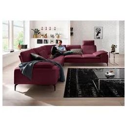 Ecksofa W.Schillig "valentinoo, Designsofa, elegant und bequem, L-Form", rot (burgundy z69), B:318cm H:83cm T:298cm, Longlife Xtra-Leder Z69: Das feinnarbige, gedeckte Softleder Z69 besticht durch seine au&szlig;ergew&ouml;hnliche Weichheit im trendigen &raquo;Vintage-Look&laquo;, Hautst&auml;rke 0, 9 - 1, 1 mm, Sofas, Ecksofa, mit Sitztiefenverstellung, Breite 318 cm