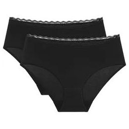 Midislip Triumph "Feel Of Cotton", Damen, Gr. 36, schwarz, Microtouch, Obermaterial: 86% Polyamid, 14% Elasthan, unifarben, k&ouml;rpernah, Unterhosen, weich, ohne Seitennaht, schmales Spitzenband